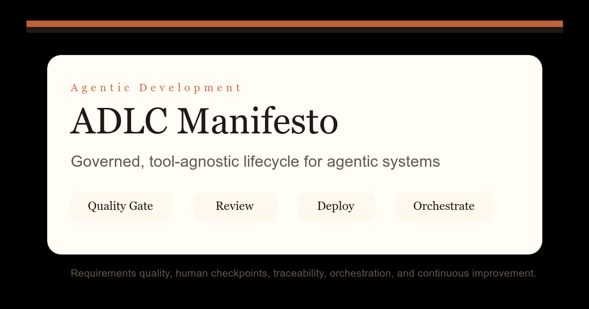 ADLC Manifesto and Lifecycle | Agentic Development Framework